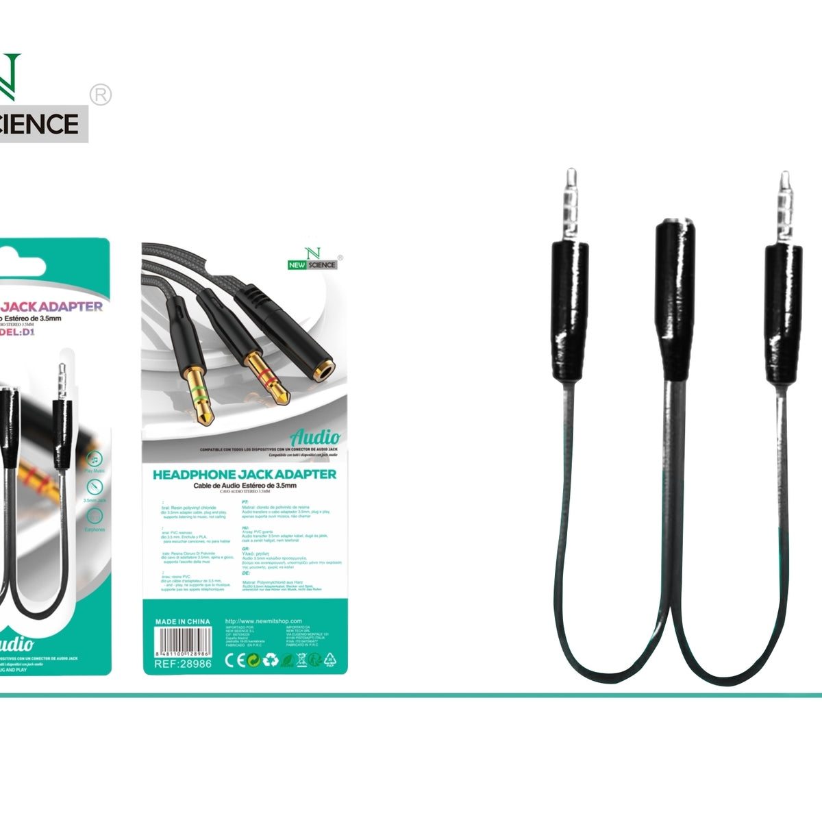 Audio Cable 3.5mm to Double Male Jack D1 – New Science