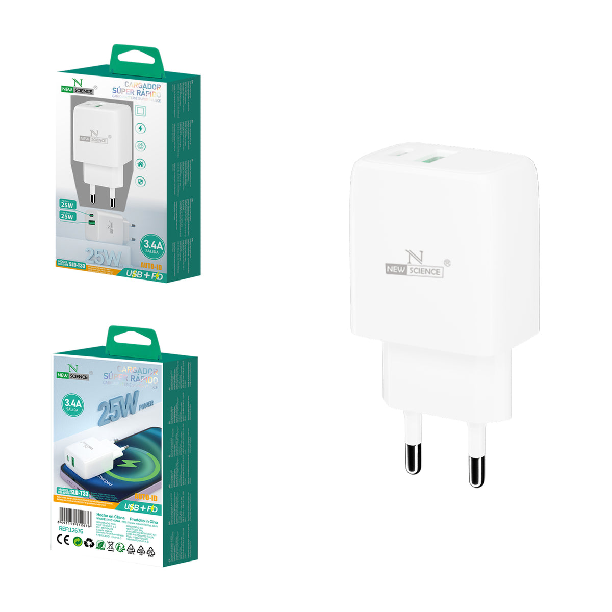 PD Plug 25W+USB 25W 3.4A SLD-T33 – New Science