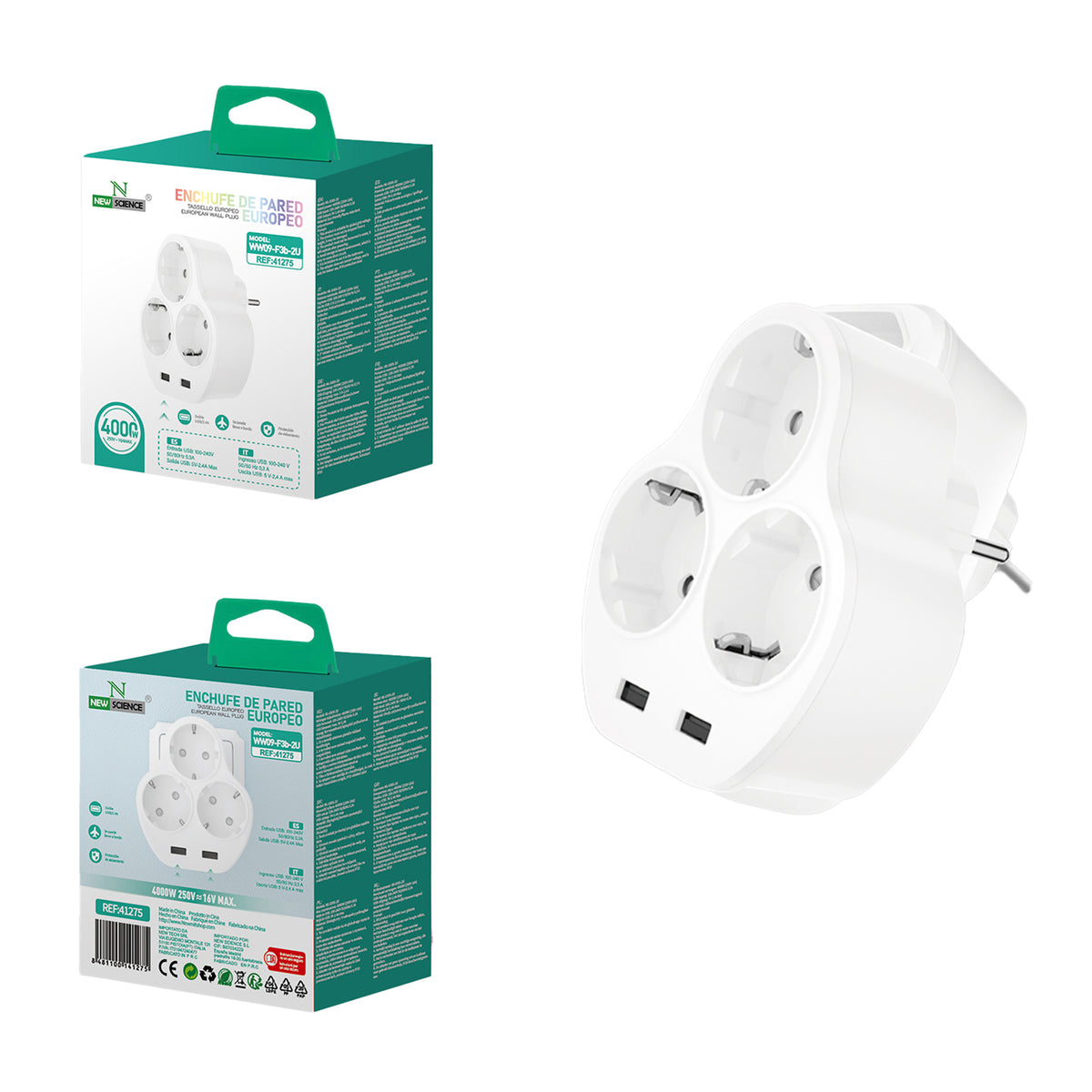 Thief Triple Wall Socket with 2USB WW09-F3b-2U – New Science